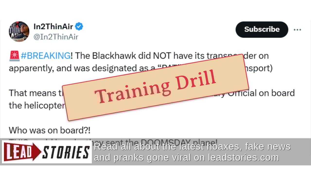 Fact Check: NO Senior Military Official Aboard Black Hawk Helicopter In ...