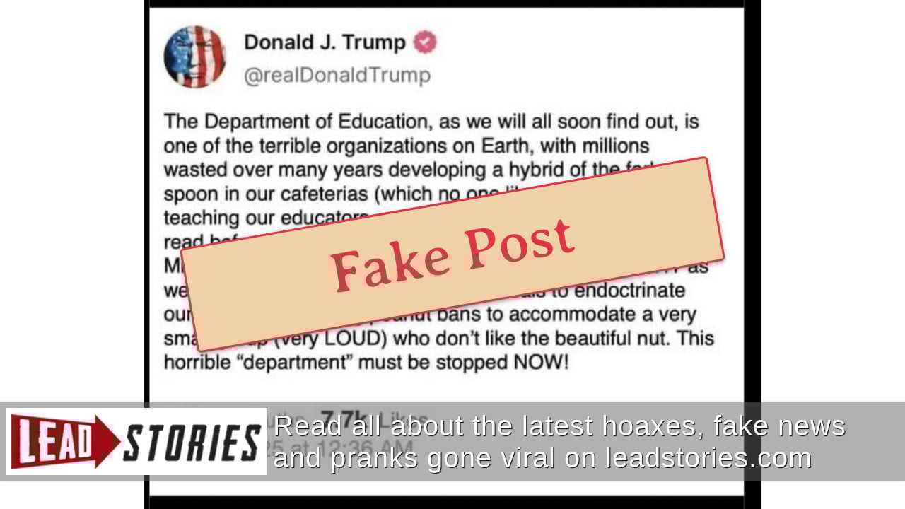 Fact Check: President Trump Did NOT Post About Education Department Developing Fork & Spoon ...