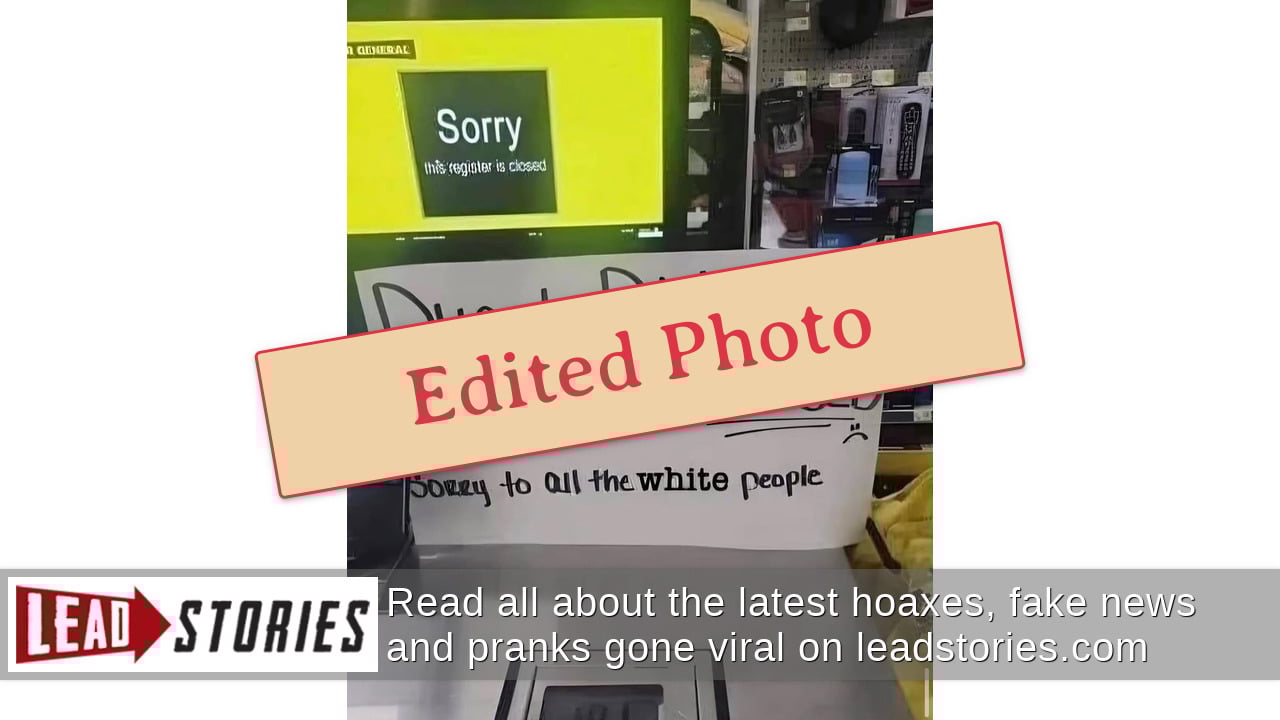 Fact Check: FAKE Sign Has Apology To 'White People' For Self-Checkout ...