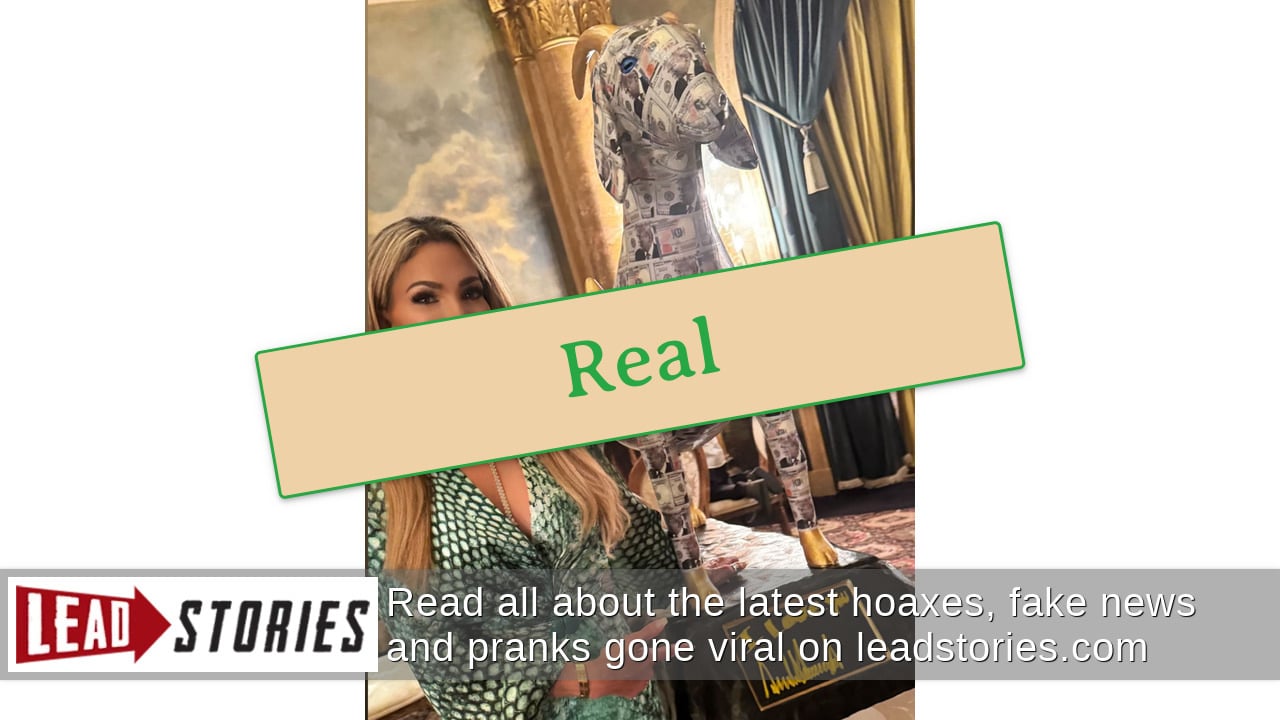 Fact Check: Picture Of Goat Statue Covered In Fake Trump Banknotes At ...