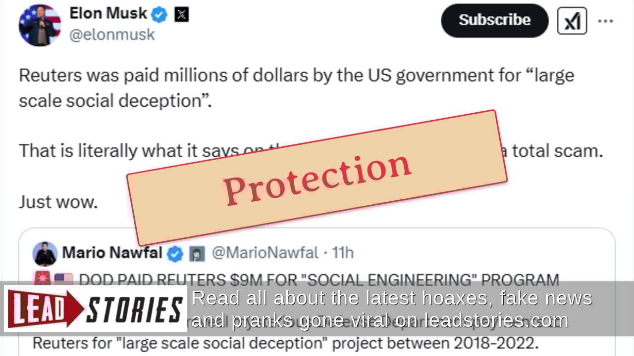 Fact Check: U.S. Government Did NOT Pay Reuters For 'Large Scale Social ...