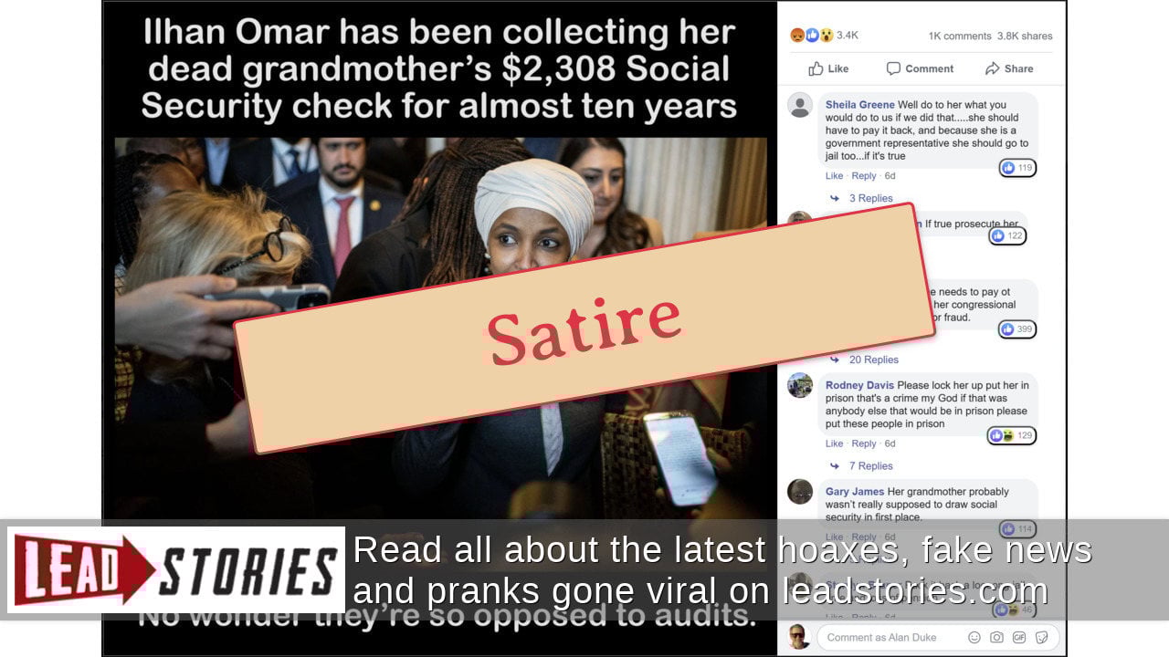 Fact Check: Rep. Ilhan Omar Has NOT Been Collecting Her Dead ... Fact Check: Rep. Ilhan Omar Has NOT Been Collecting Her Dead ...
