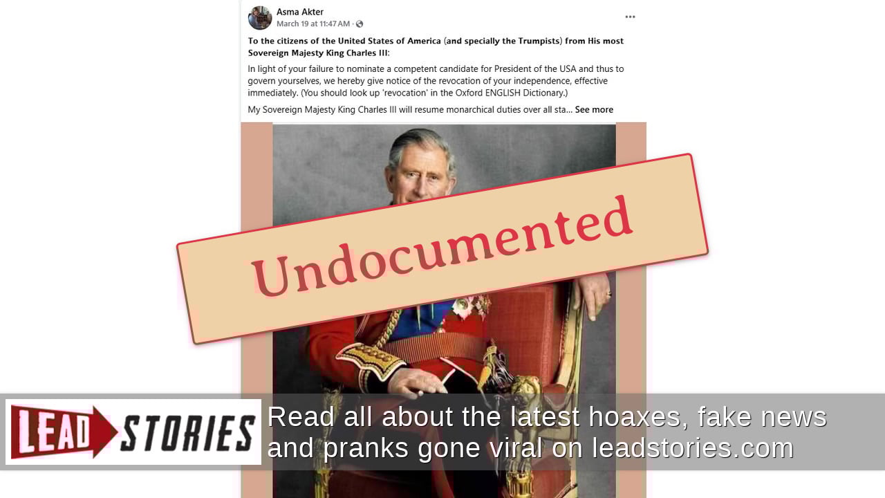 Fact Check: NO Evidence King Charles III Revoked US Independence And ...