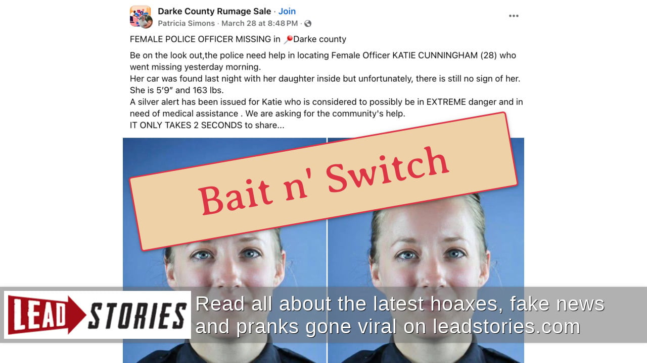 Fact Check: Posts About 'Missing Police Officer' Katie Cunningham Are ...