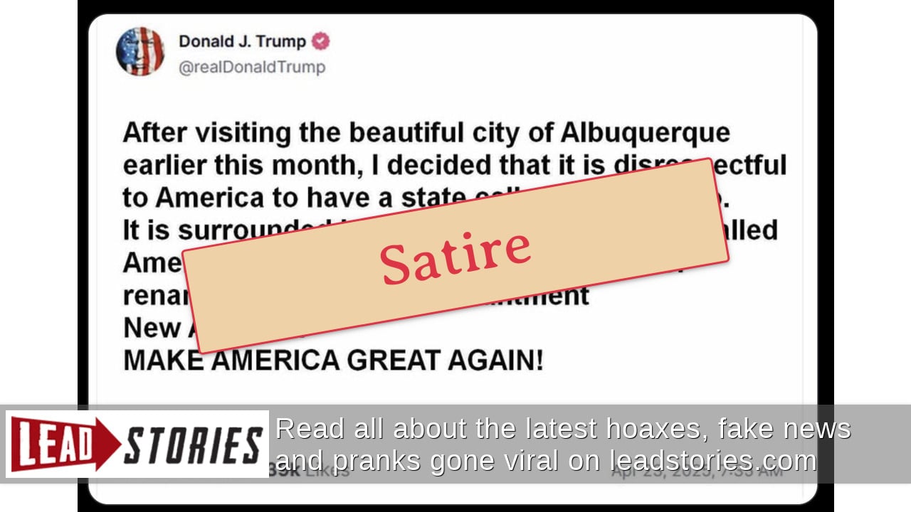 Fact Check: Trump Did NOT Post On Truth Social He's Renaming New Mexico As New America | Lead ...