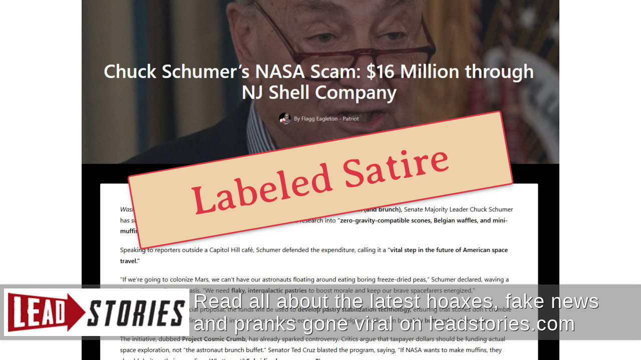 Fact Check: Chuck Schumer NASA Shell Company Hoax Story Originated On ...