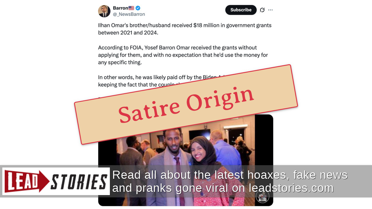 Fact Check: Ilhan Omar's 'Brother' 'Yosef Barron Omar' Did NOT Get $18 ...