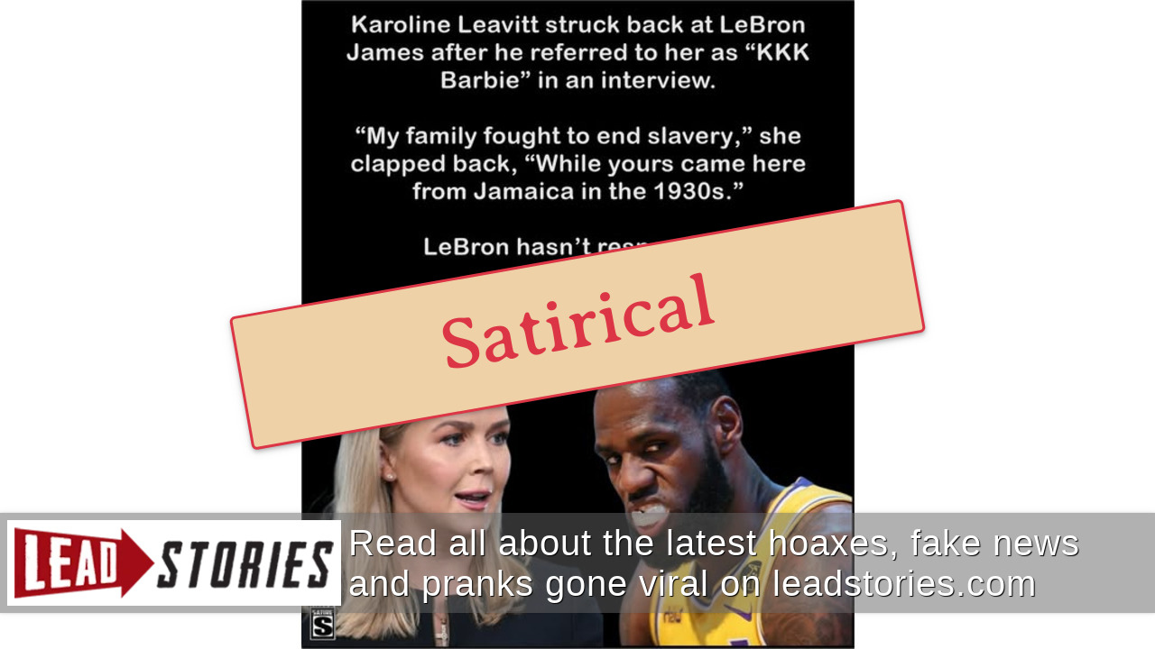 Fact Check: Satire Story About LeBron James Calling Karoline Leavitt ...