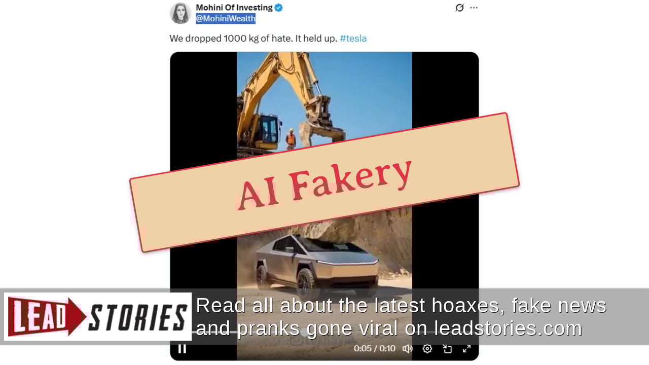 Fact Check: FAKE Video Shows Tesla Cybertruck Not Destroyed When 'A Ton ...