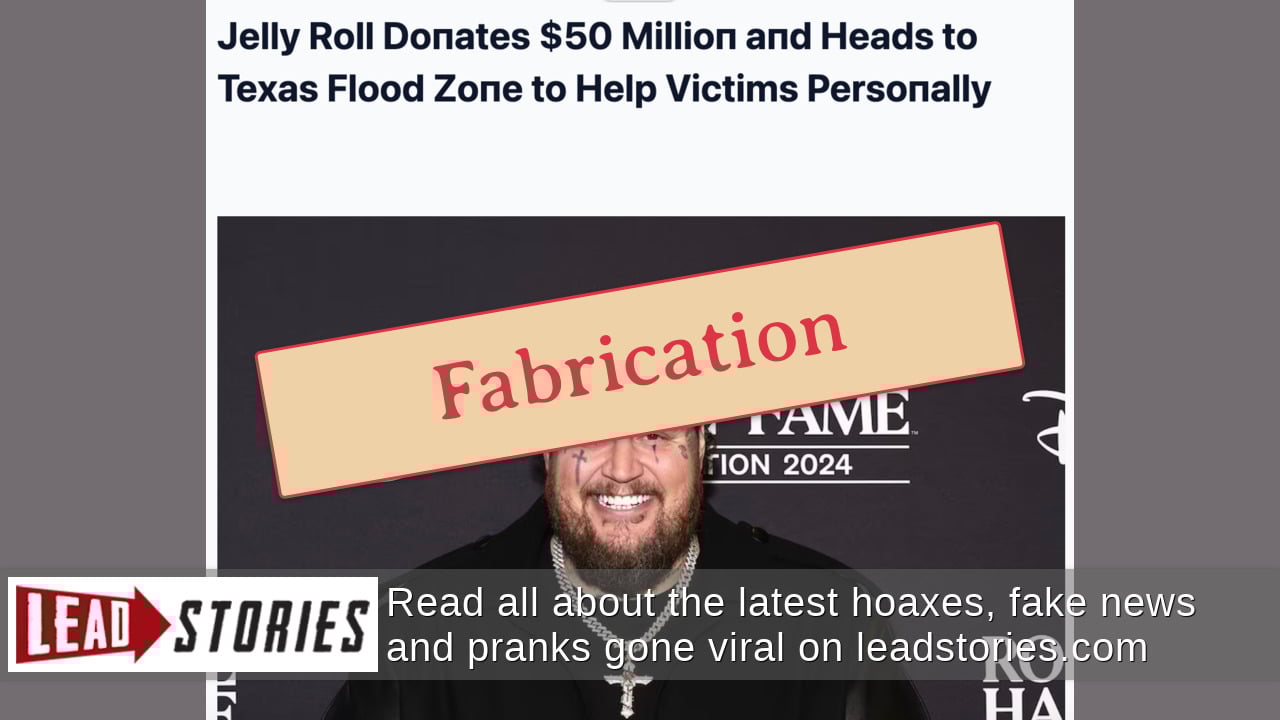 Fact Check: Jelly Roll Did NOT Announce $50 Million Donation to Help ...