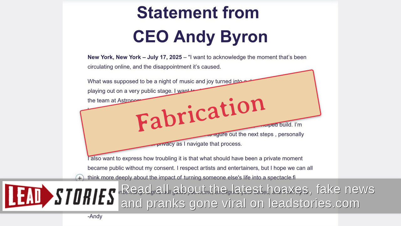 Fact Check: FAKE Statement From Astronomer CEO Andy Byron Laments How ...