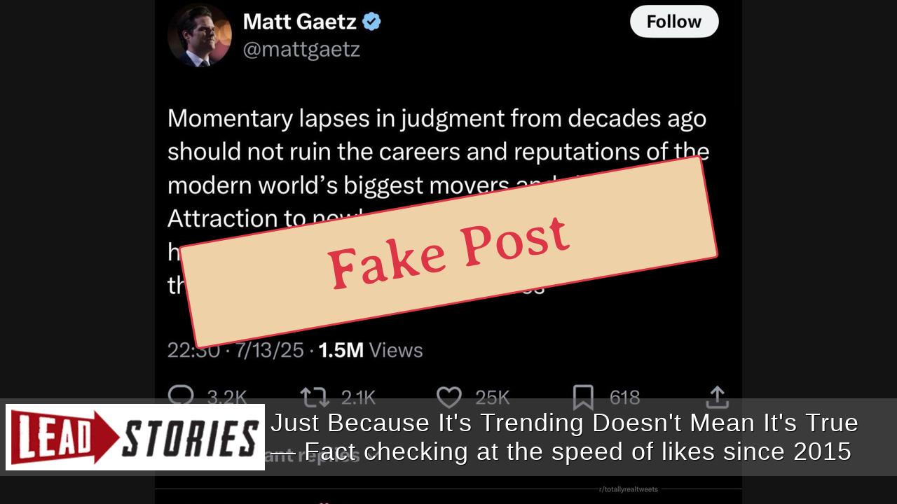 Fact Check: Fake Matt Gaetz Screenshot About 'Momentary Lapses Of ...