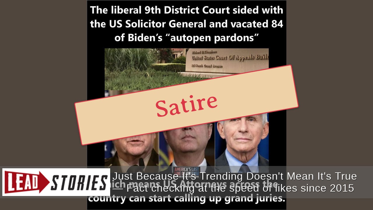 Fact Check: Satire Meme Said 84 Biden Autopen Pardons Were Vacated By 'Liberal 9th District ...