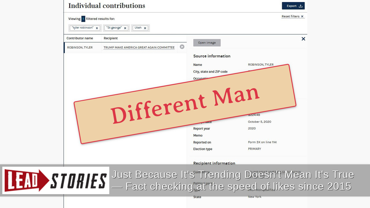 Fact Check: The Tyler Robinson From St. George, Utah Who Donated Money ...