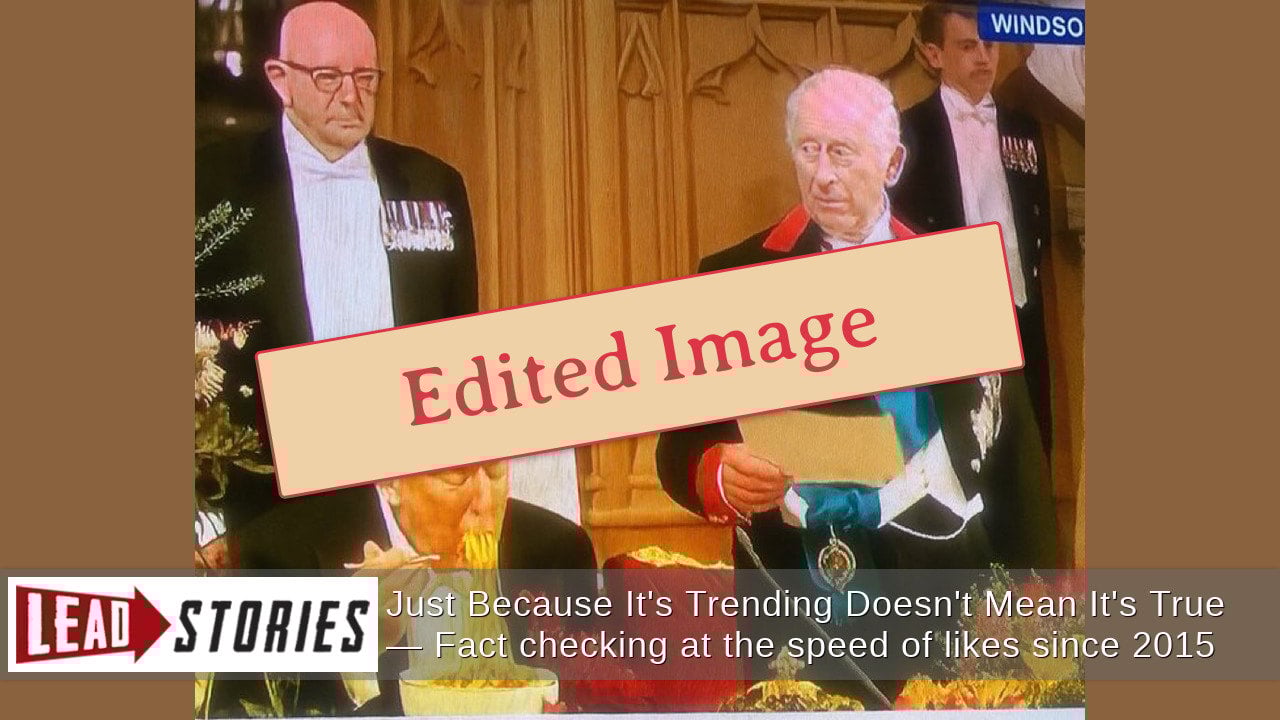 Fact Check: FAKE Image Shows Trump Eating Spaghetti While King Charles ...