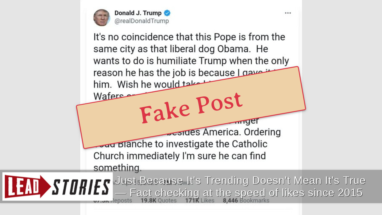 Fact Check: Trump Did NOT Post That He Gave The Pope His Job And ...