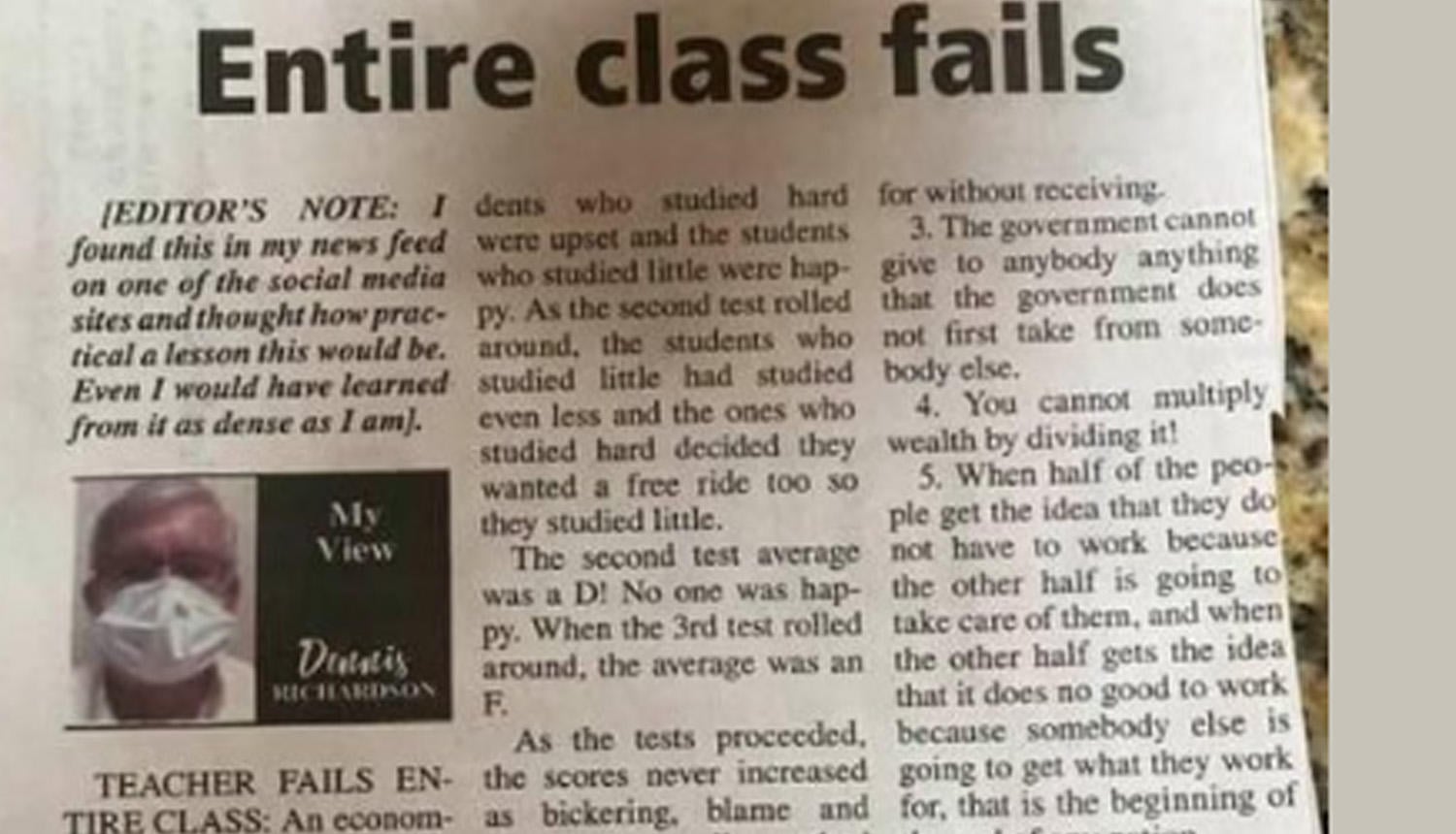 Fact Check: Tale Of Economics Professor Failing Entire Class To Teach ...